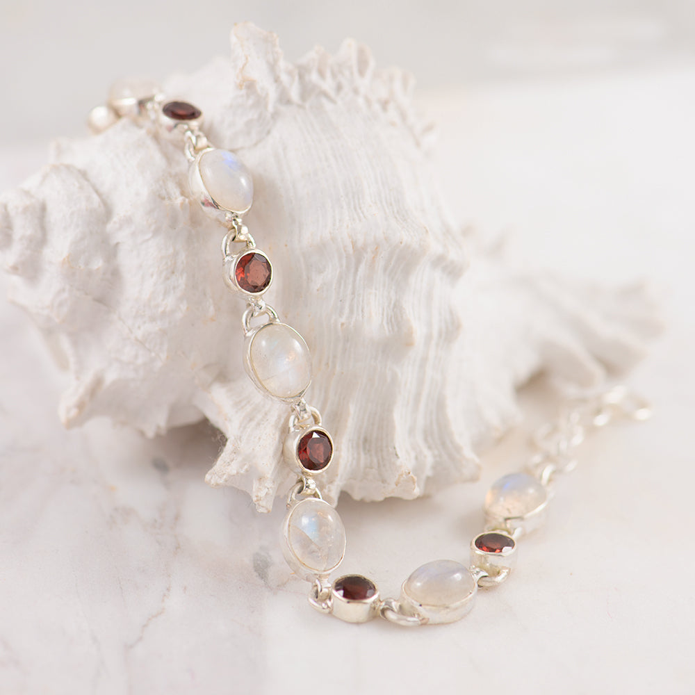 Moonstone and Garnet gemstone bracelet – To Hold And To Have